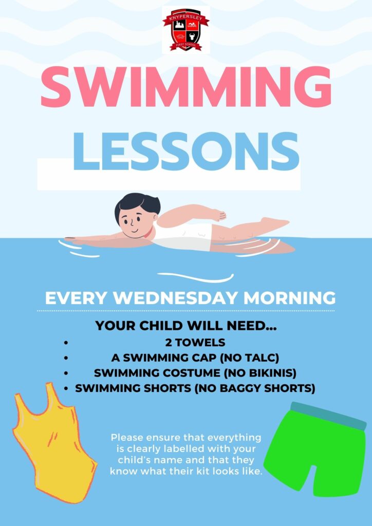 Blue White Playful Illustration Swimming Lesson Poster – Knypersley ...